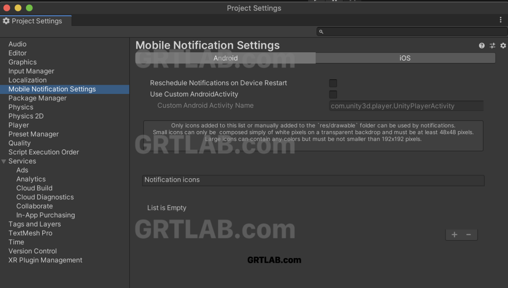 Unity Mobile Notification vol.2 Android編 | GRTLAB.com