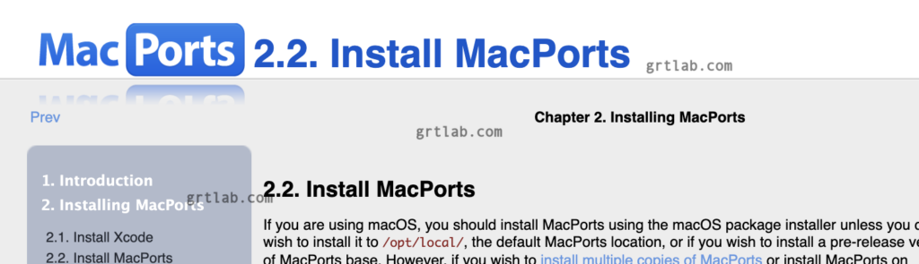Install Macports | macOS Monterey | GRTLAB.com