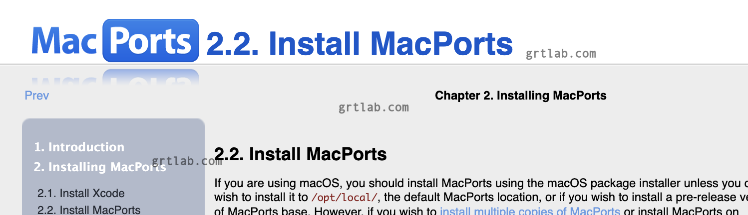 Install Macports | macOS Monterey | GRTLAB.com