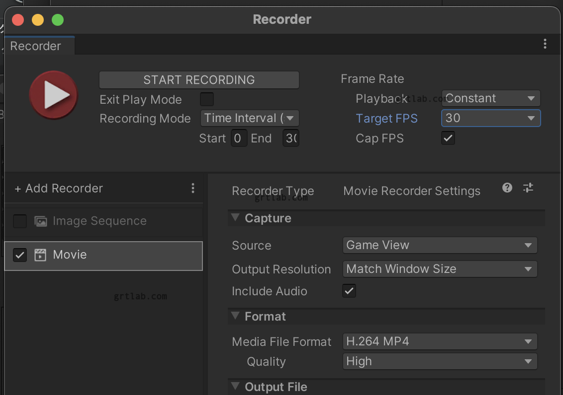Unity : Recorder で開発中Editor上スクリーンショット！appプレビュー！サンプルムービー録画！ | GRTLAB.com