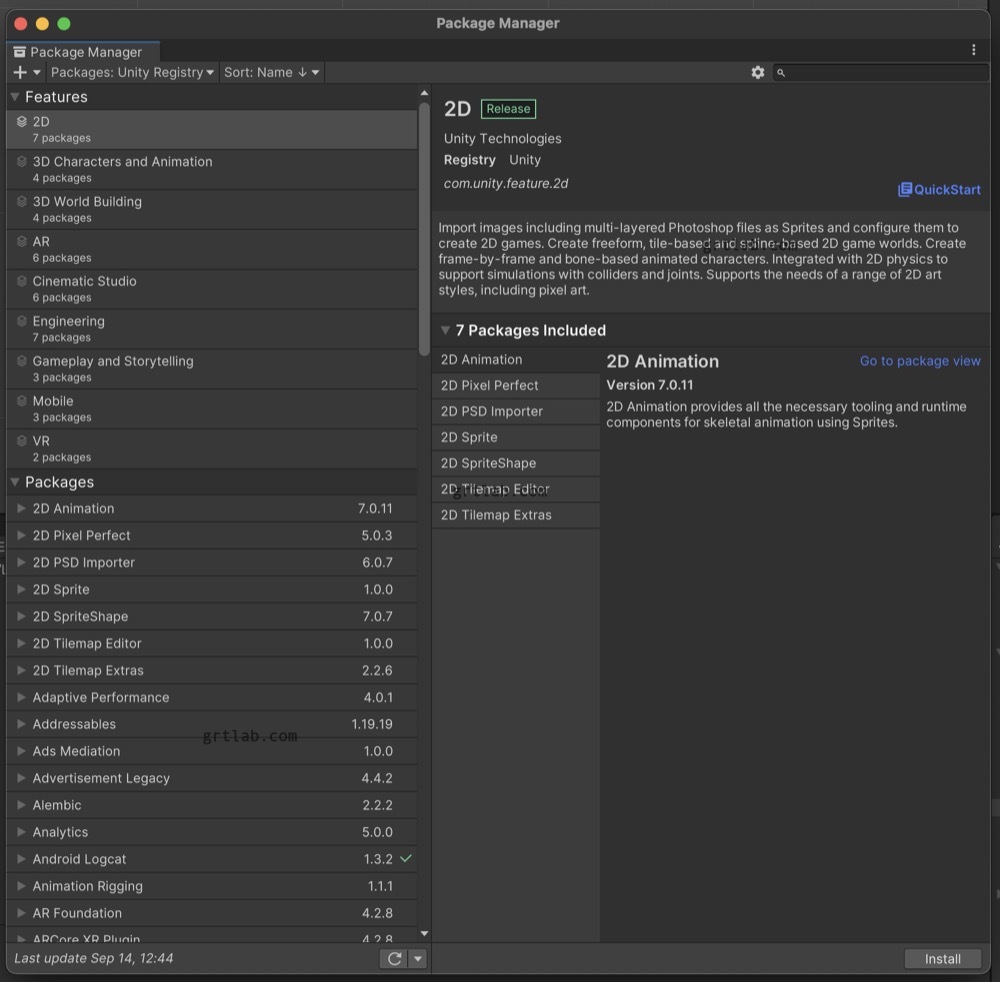 Unity : 3Dプロジェクトを 2Dに変更！ 2D Objectが追加できない？ | GRTLAB.com