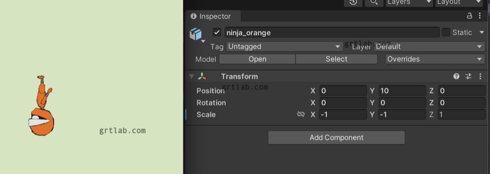 Unity 2D Sprite を上下 / 左右 / 反転させる | GRTLAB.com