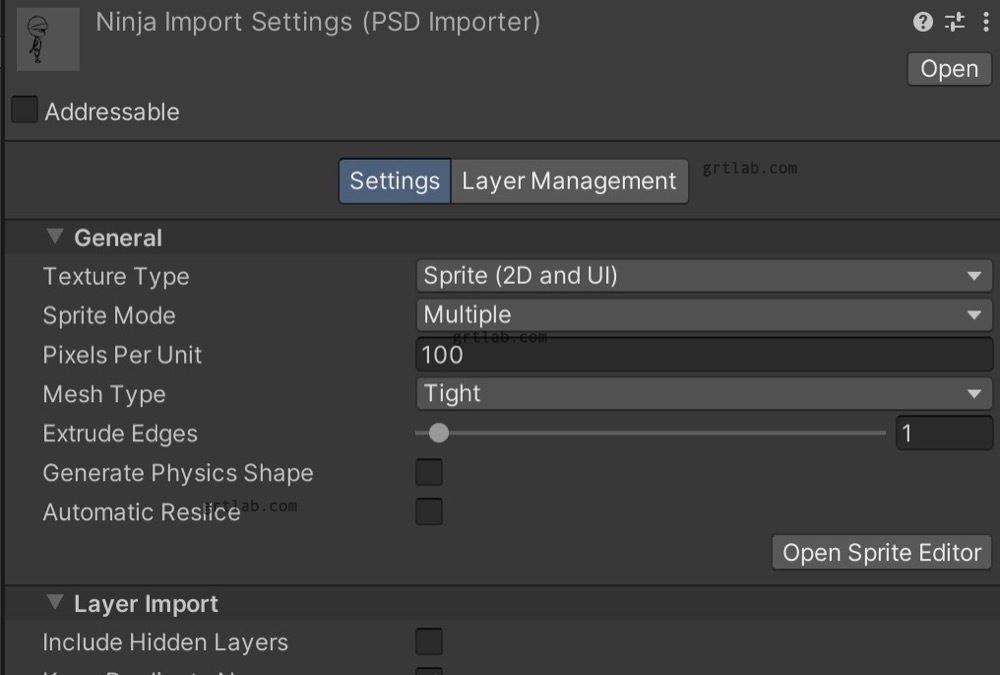 Unity 2Dアニメーション Sprite / Skinning Editorでメッシュ、Bone設定 | GRTLAB.com