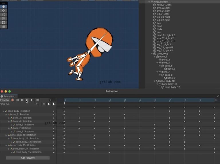 Unity 2D bone animation | GRTLAB.com